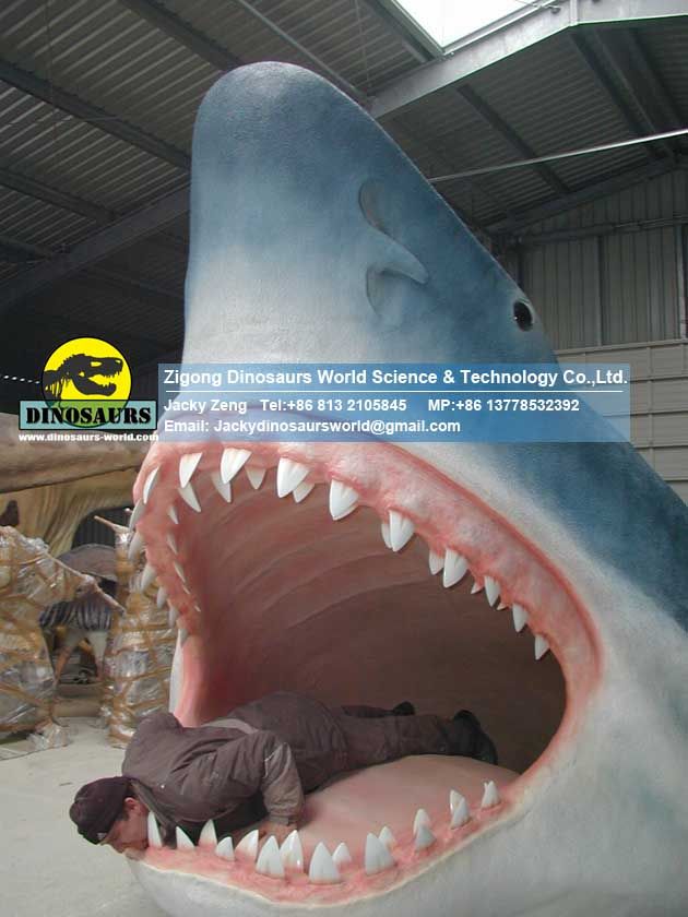 Life size fiberglass statues shark head for took photos DWA084 - Zigong ...